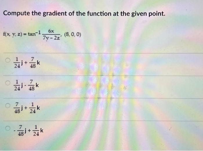 Solved Compute the gradient of the function at the given | Chegg.com
