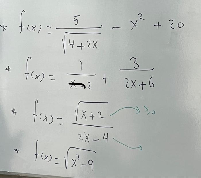 Solved * f(x)=4+2x5−x2+20 ∗f(x)=x+21+2x+63 ∗f(x)=2x−4x+2⩾⩾⩾0 | Chegg.com