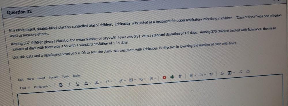 Solved Question 32 In a randomized, double-blind, | Chegg.com