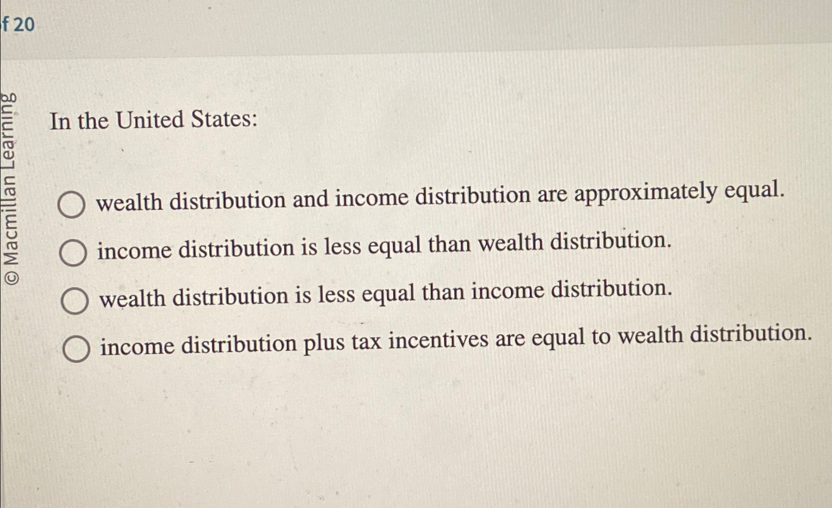 Solved f 20In the United States:wealth distribution and | Chegg.com