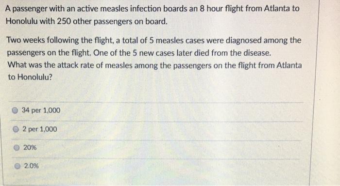 Solved A passenger with an active measles infection boards | Chegg.com