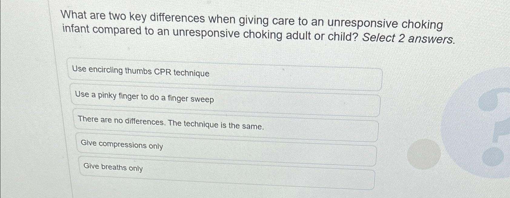 Solved What are two key differences when giving care to an | Chegg.com