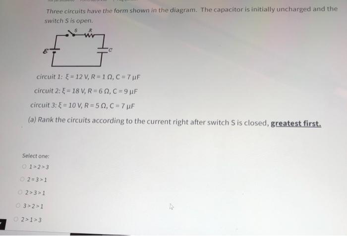 Solved Three circuits have the form shown in the diagram. | Chegg.com