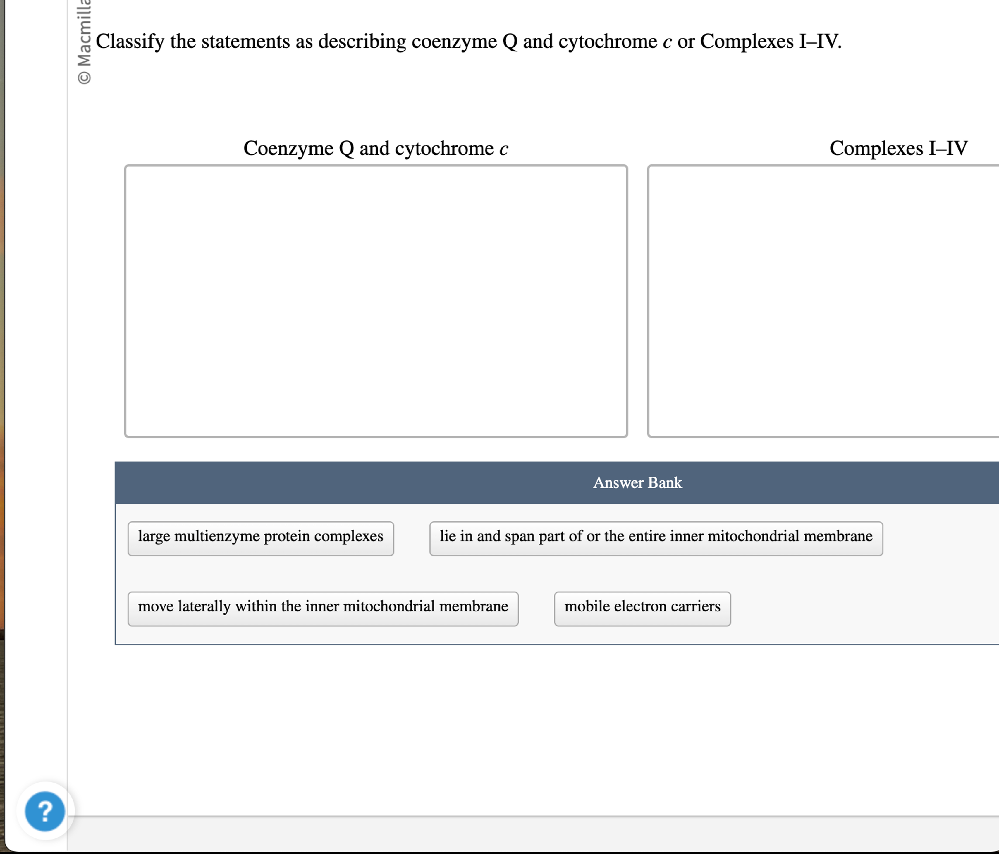 Solved Classify the statements as describing coenzyme Q and | Chegg.com