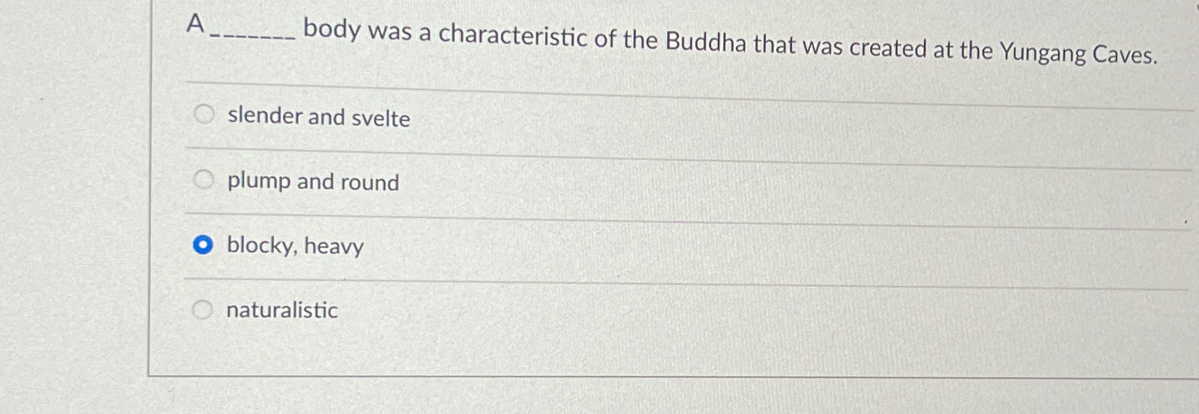 Solved A body was a characteristic of the Buddha that was | Chegg.com