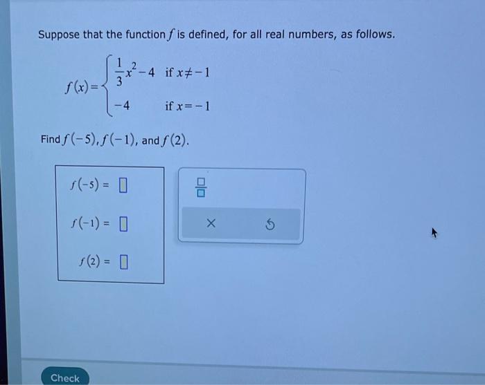 Solved Suppose that the function f is defined, for all real | Chegg.com