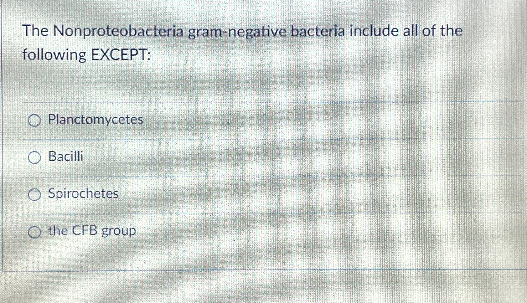 Solved The Nonproteobacteria gram-negative bacteria include | Chegg.com