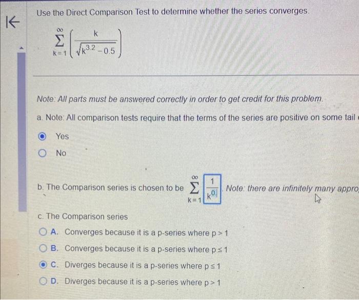 Solved Use the Direct Comparison Test to determine whether | Chegg.com