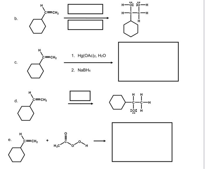 Solved C. 1. Hg(OAc)2,H2O 2. NaBH4 d. e. | Chegg.com