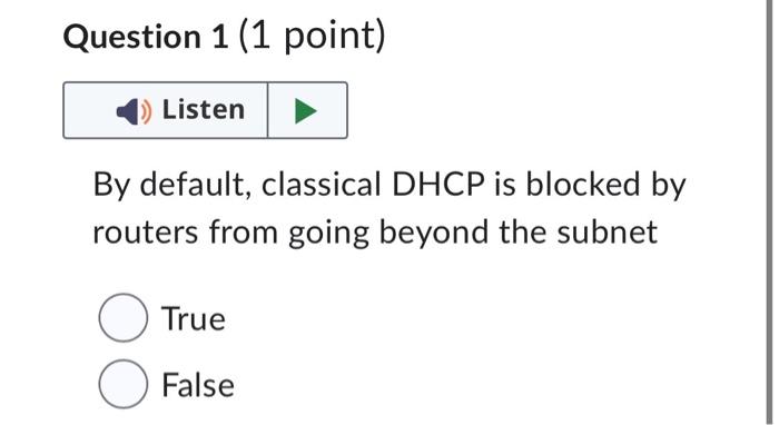 Solved By default, classical DHCP is blocked by routers from | Chegg.com