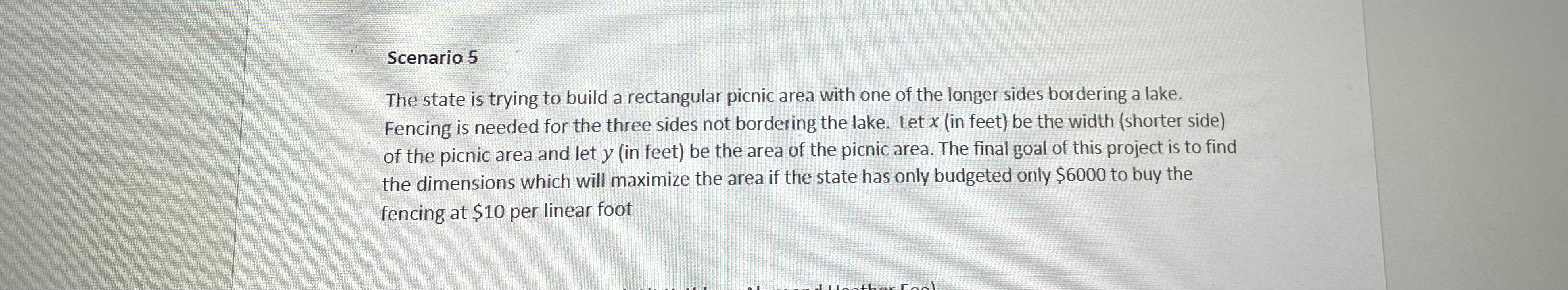 Solved Scenario 5The state is trying to build a rectangular | Chegg.com