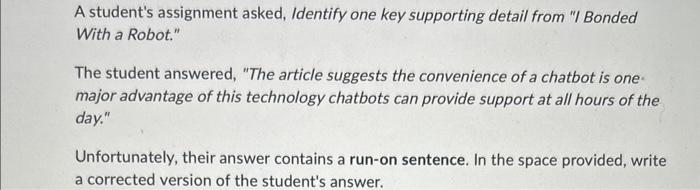 A student's assignment asked, Identify one key | Chegg.com