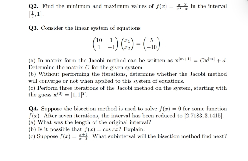 Solved Q2. ﻿Find the minimum and maximum values of | Chegg.com