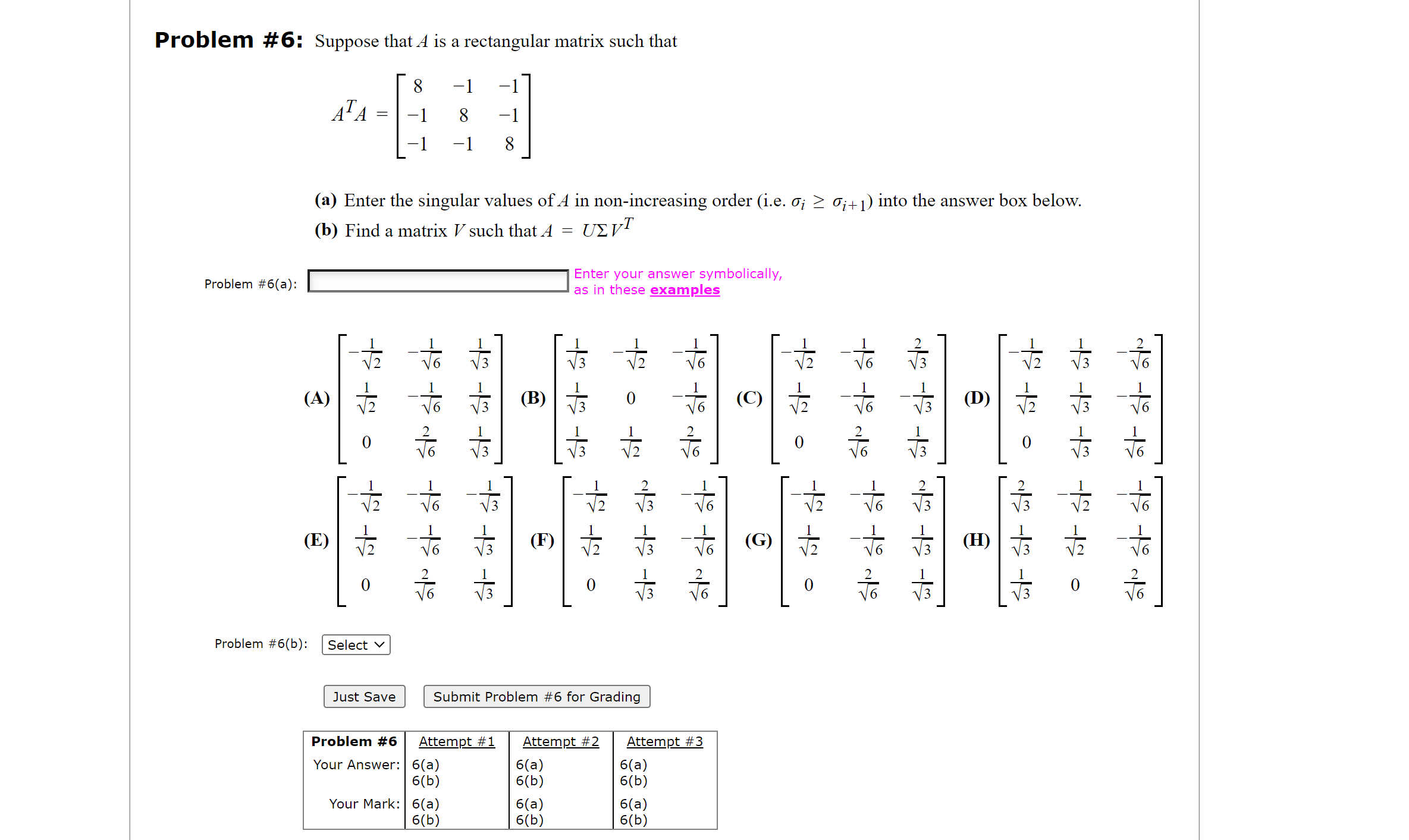 Solved Problem #6: Suppose that A ﻿is a rectangular matrix | Chegg.com