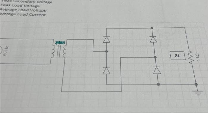 Solved Peak Secondary Voltage Peak Load Voltage Average Load | Chegg.com