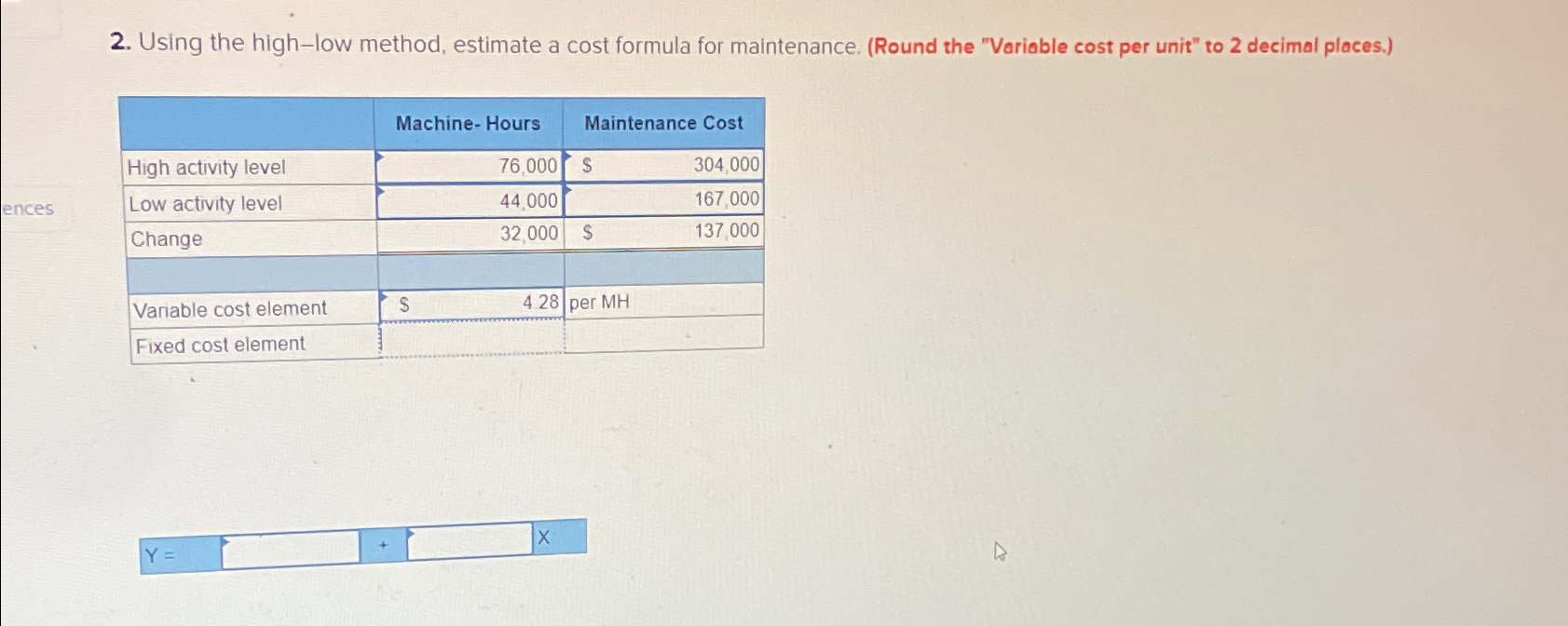 Solved Using the high-low method, estimate a cost formula | Chegg.com