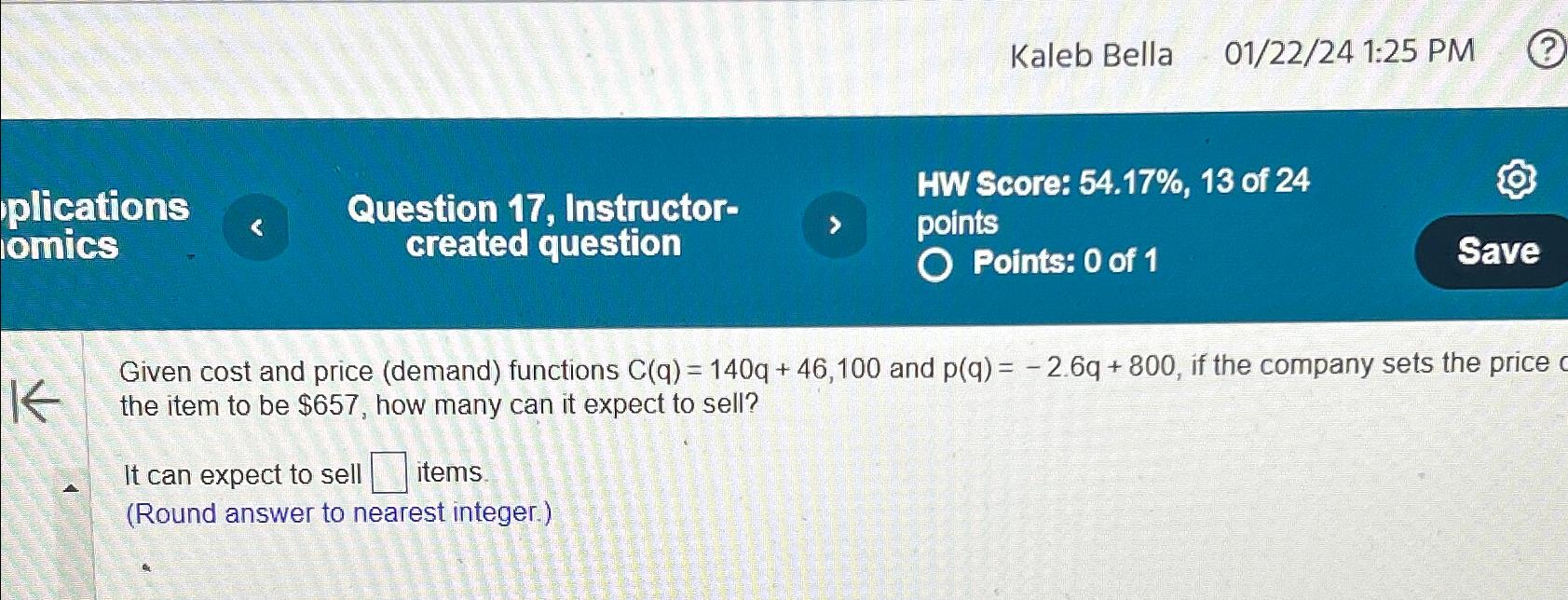 Solved Kaleb Bella0122?24 1:25 ﻿PMQuestion 17, | Chegg.com