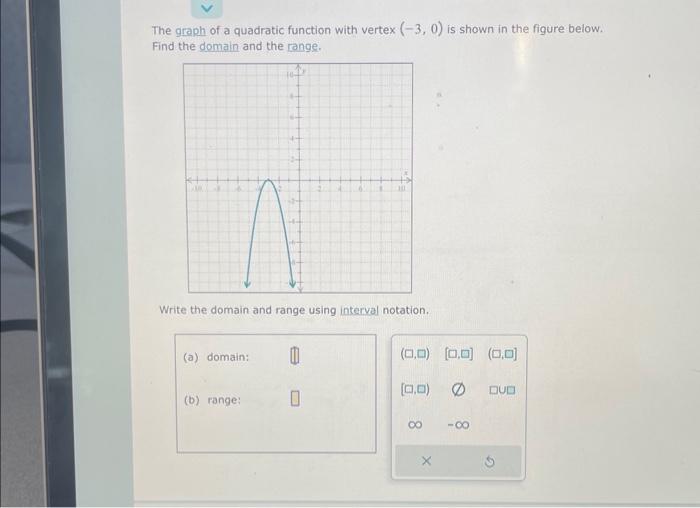 Solved The graph of a quadratic function with vertex (-3,0) | Chegg.com