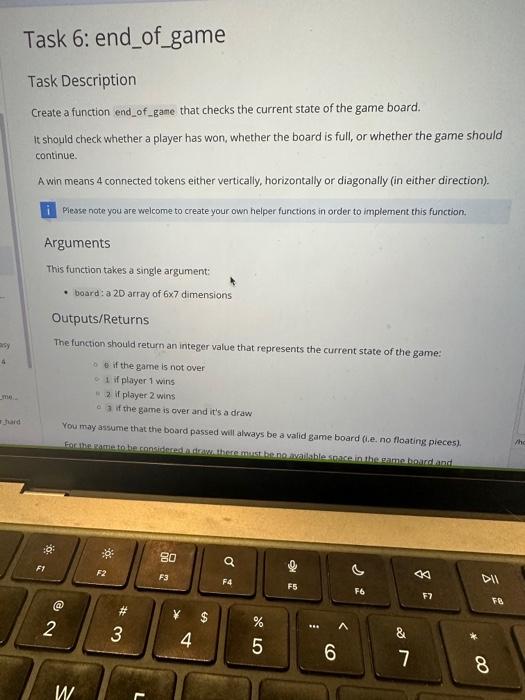 Solved Task 6: end_of_game Task Description Create a | Chegg.com