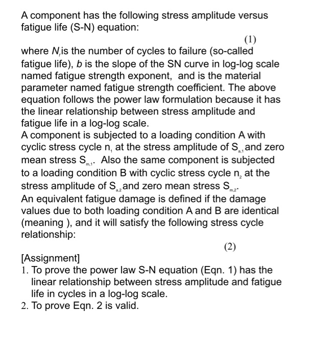 A component has the following stress amplitude versus | Chegg.com