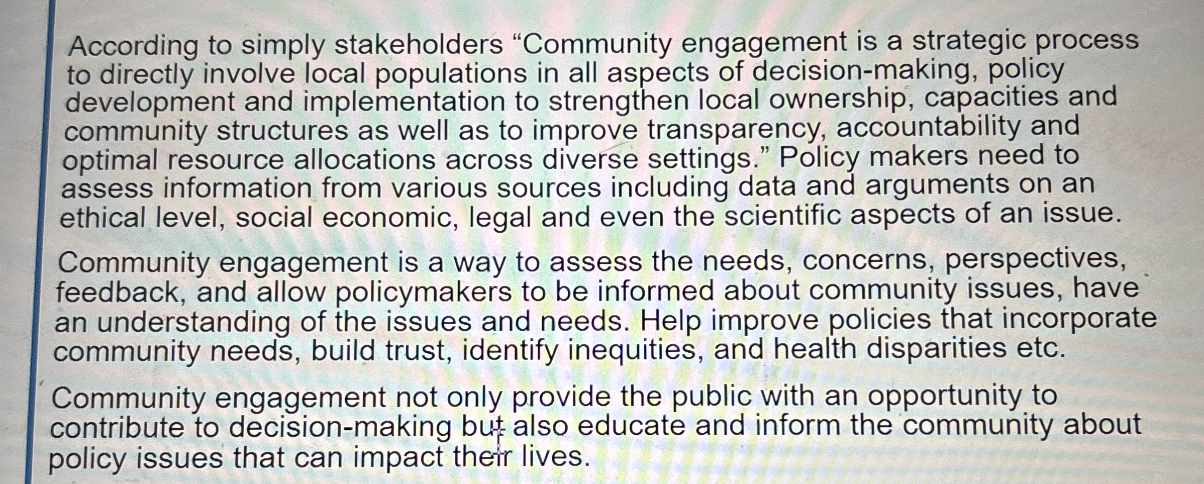 Solved According to simply stakeholders "Community | Chegg.com