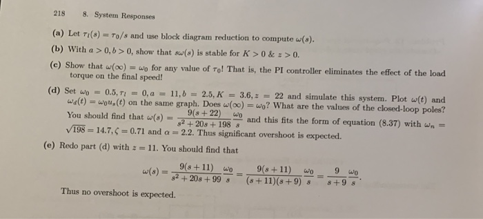 Problem 13 Disturbance Rejection Using a PI Speed | Chegg.com