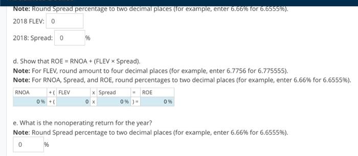 Compute ROE and Nonoperating Return with Negative NNO | Chegg.com