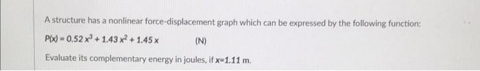 Solved A structure has a nonlinear force-displacement graph | Chegg.com