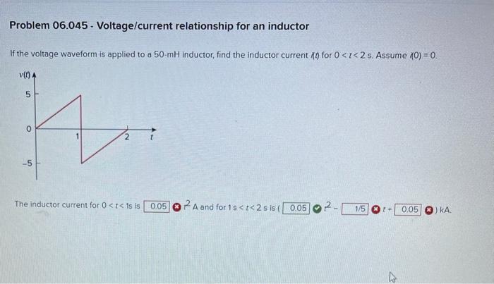 Solved Problem 06.045 - Voltage/current relationship for an | Chegg.com