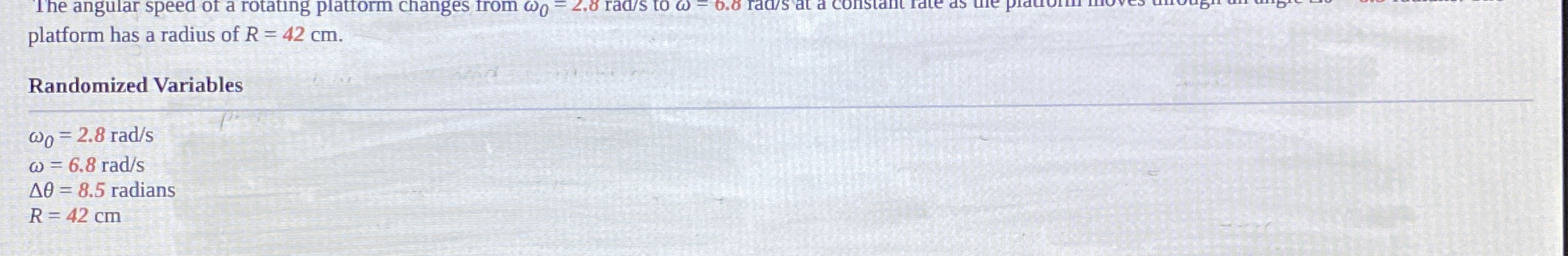Solved platform has a radius of R=42cm.Randomized | Chegg.com