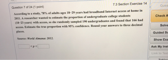 Solved Question 7 of 24 (1 point) 7.3 Section Exercise 14 | Chegg.com