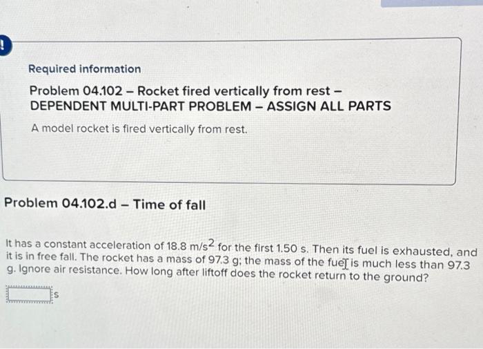 Solved Required information Problem 04.102 - Rocket fired | Chegg.com