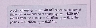 Solved A point charge q1=+2.40μC ﻿is held stationary at the | Chegg.com