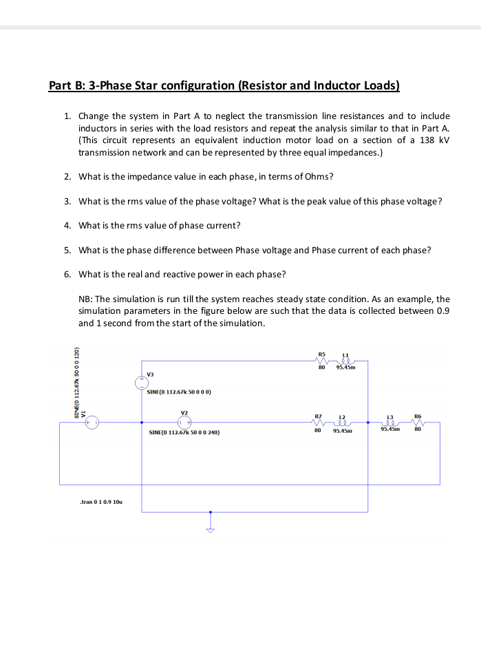 Solved Part B: 3-Phase Star configuration (Resistor and | Chegg.com