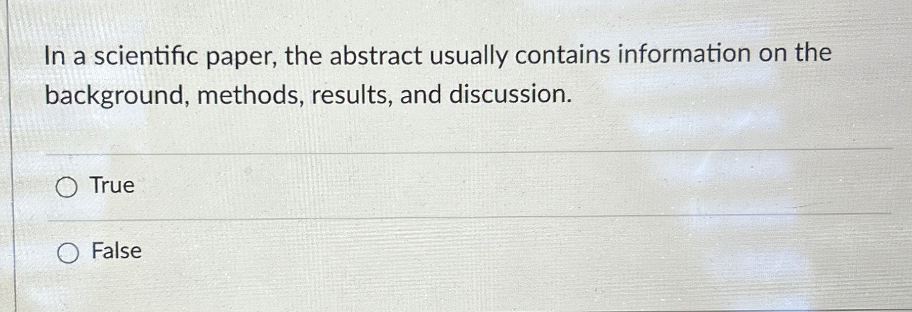 Solved In a scientific paper, the abstract usually contains | Chegg.com