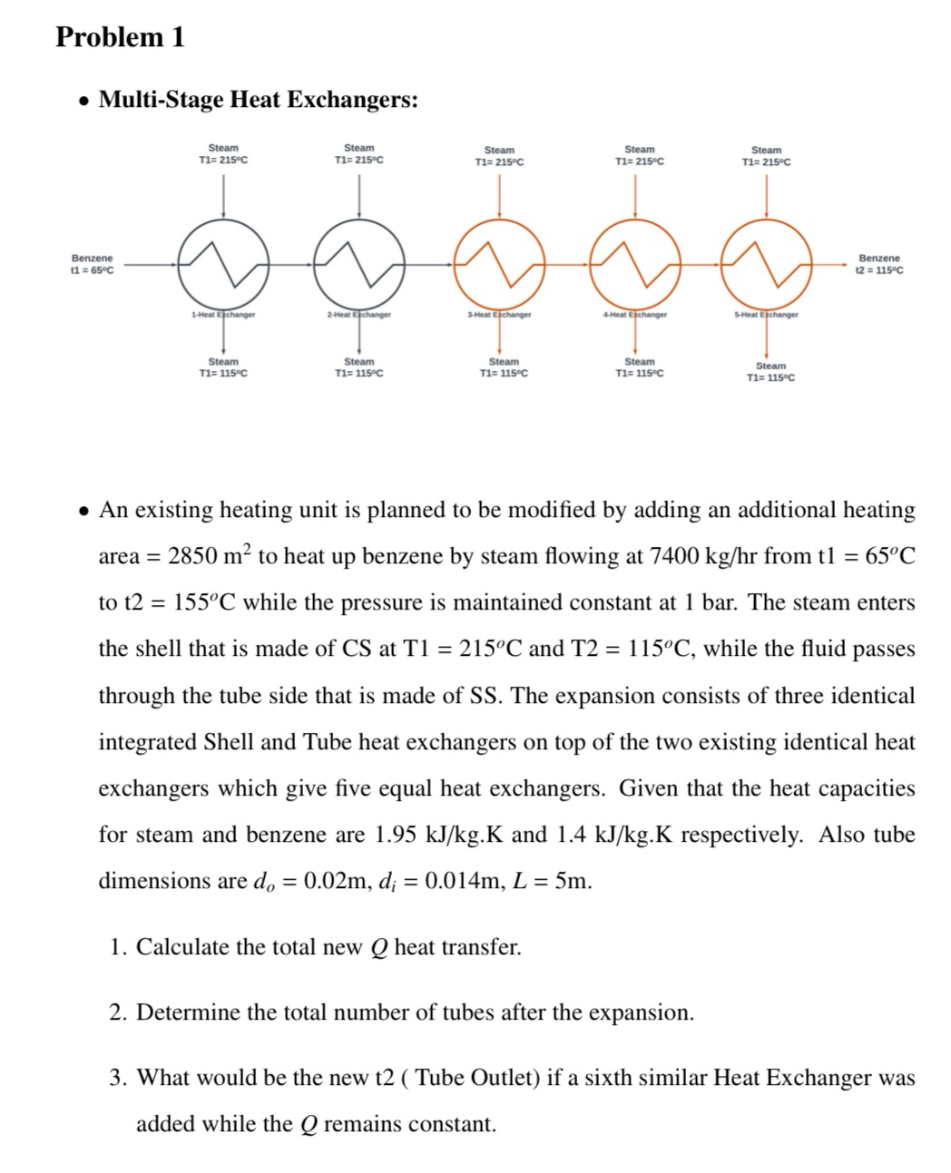Solved Problem 1Multi-Stage Heat Exchangers:An existing | Chegg.com