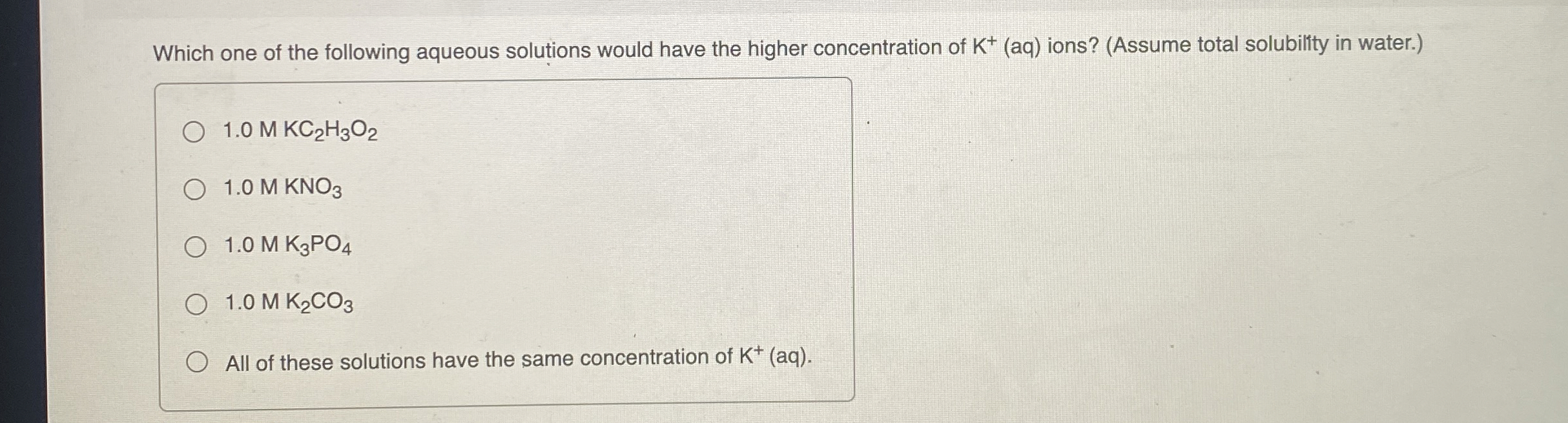 Solved Which one of the following aqueous solutions would | Chegg.com
