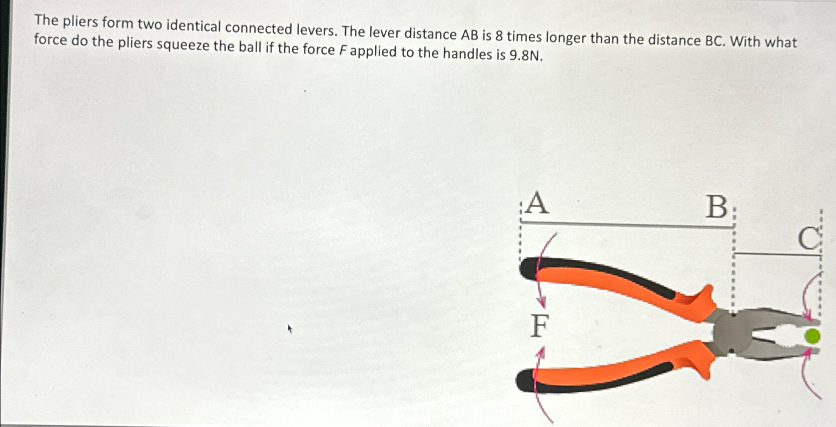 Solved The pliers form two identical connected levers. The | Chegg.com
