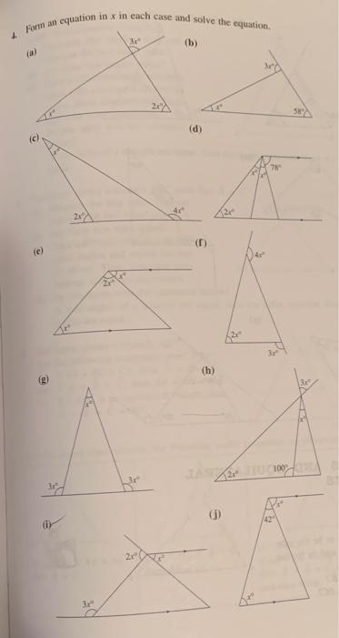 Solved Form an equation in x in each case and solve the | Chegg.com