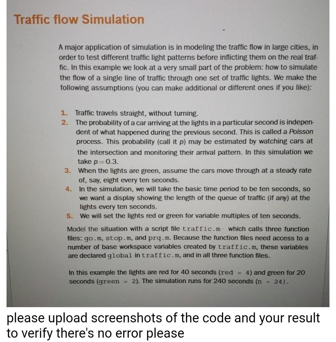 Solved Traffic flow Simulation A major application of | Chegg.com