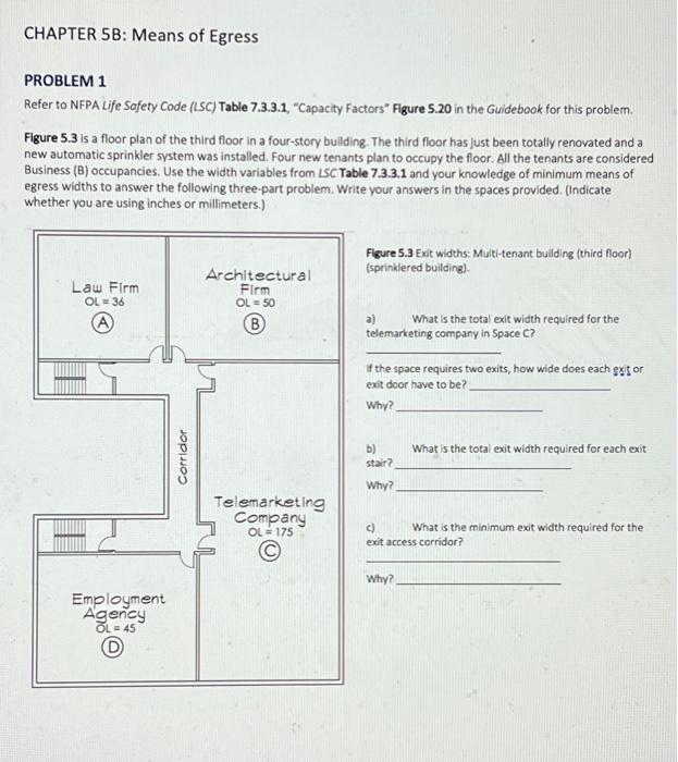 Solved PROBLEM 1 Refer to NFPA Life Sofety Code (LSC) Table | Chegg.com