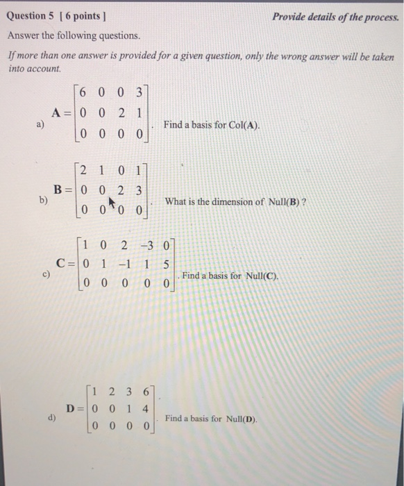 Solved Question 5 [6 points) Provide details of the process. | Chegg.com