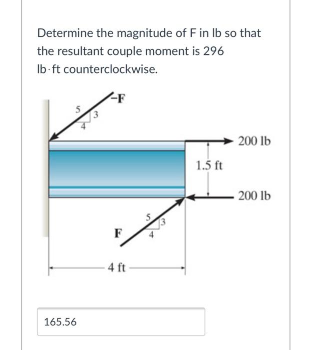 Solved Determine the magnitude of Fin lb so that the | Chegg.com