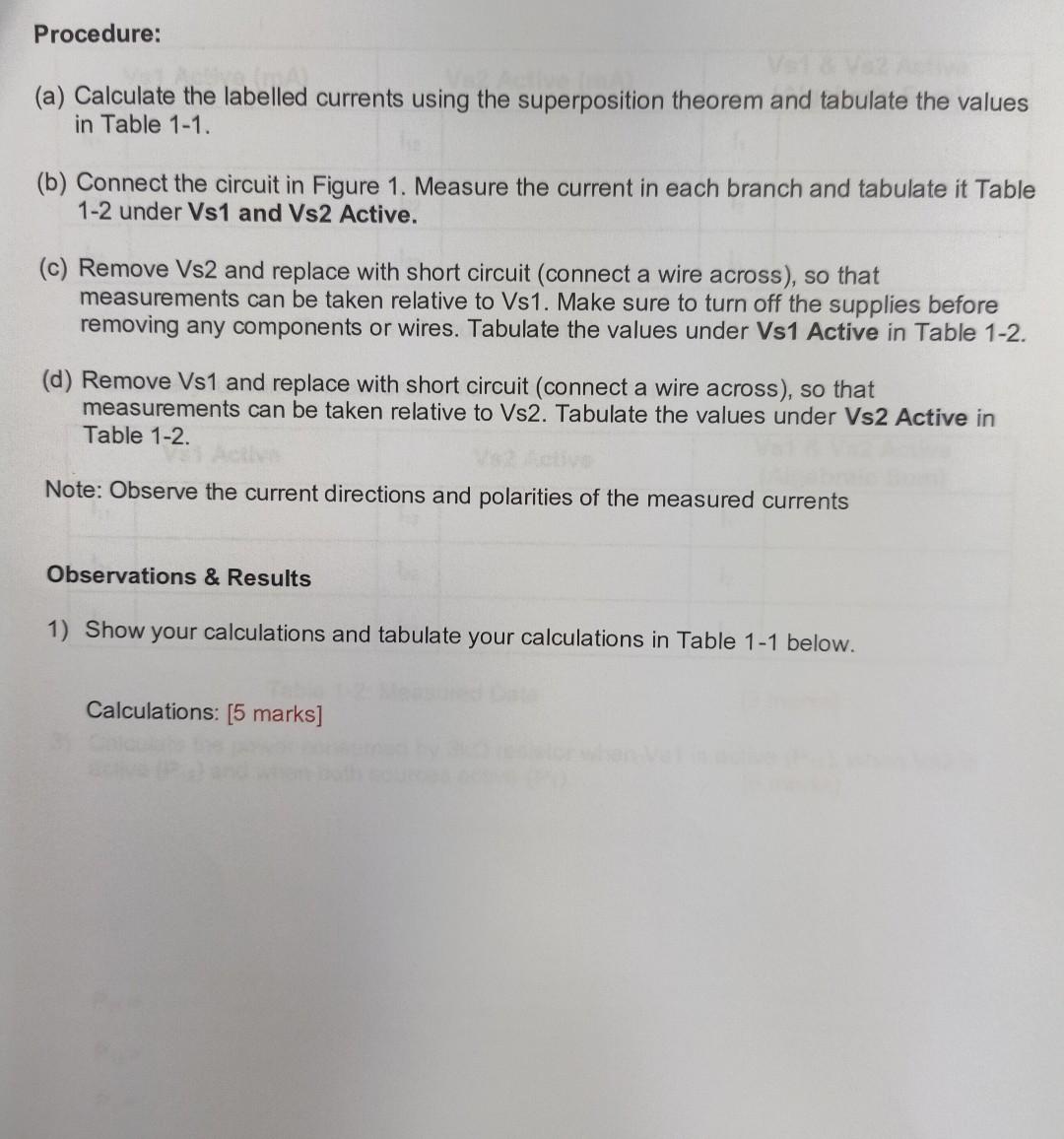 Solved Table 1-1: Calculated Data [9 marks] 2) Tabulate your | Chegg.com