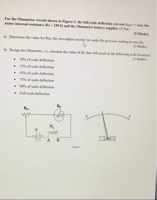 Solved For the Ohmmeter circuit shown in Figure-1, the | Chegg.com