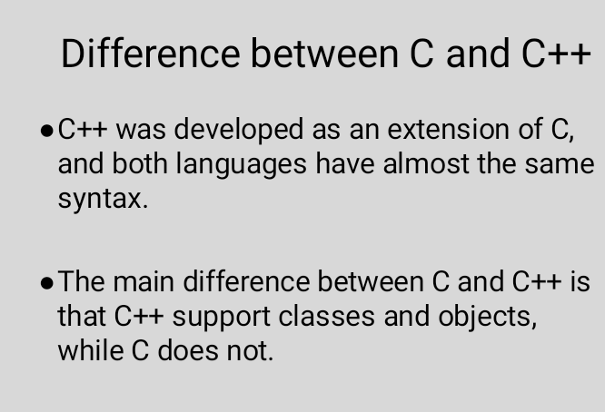 Solved Difference between C and C++C++ ﻿was developed as an | Chegg.com