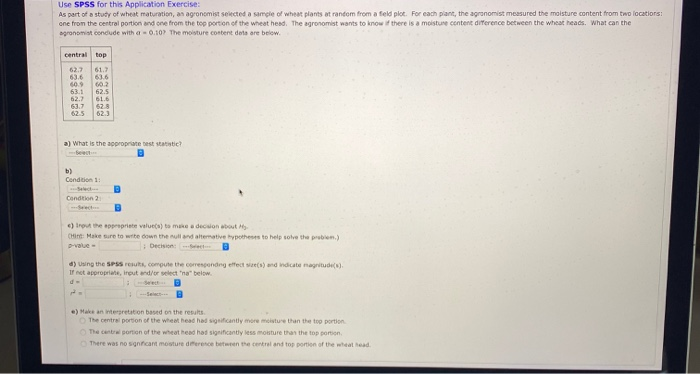 Solved Use SPSS for this Application Exercise: As part of a | Chegg.com