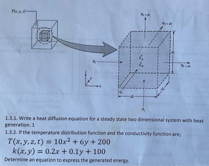 Solved 1.2. Consider the heat diffusion equation for three | Chegg.com