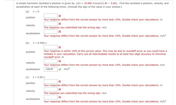 Solved simple harmonic oscillator's position is given by | Chegg.com
