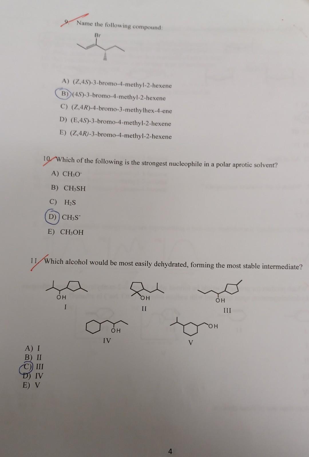 Solved A) (Z,4S)-3-bromo-4-methyl-2-hexene B) | Chegg.com